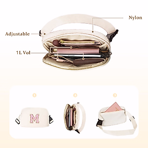 Aganmi Chenille Letter Crossbody Bags for Women Trendy, Waterproof Fanny Packs for Women Cross Body, Initial Letter Belt Bag with Multiple Inner Pockets and Adjustable Strap,N