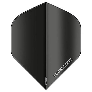 RED DRAGON Dart Flights and Shafts (Stems) Combo Set - Black Hardcore Flights and VRX Black Shafts