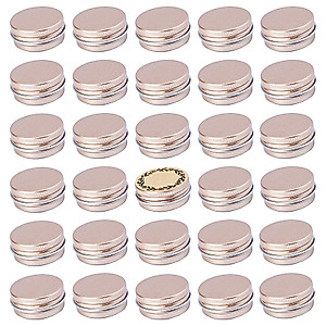 0.5 oz Screw Top Aluminum Tin Jar with Screw Lid and Blank Labels (Champange - Pack of 32)