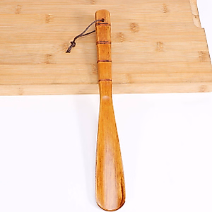 Long Handle Shoe Horn Wooden Shoe Extractors for Elderly Disabled Pregnancy Fits for All Shoes (Lotus Wood Joint Shoehorn, 32cm)