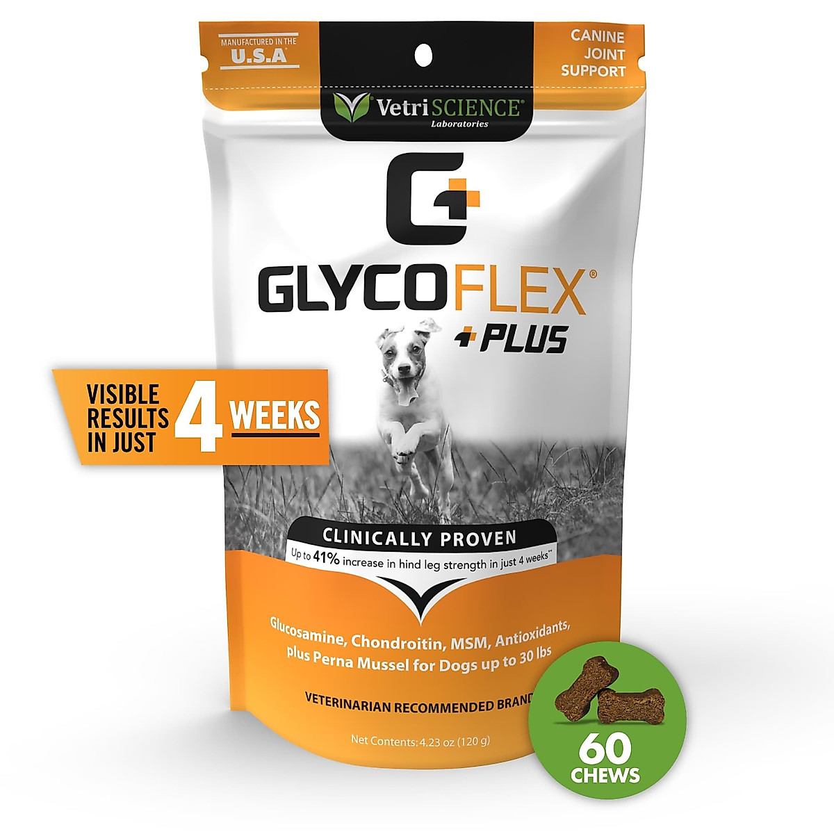 VetriScience GlycoFlex Plus Hip and Joint Supplement for Small Dogs – Extra-Strength Joint Support Chews for Dogs Under 30 Pounds, with Green Lipped Mussel, Chondroitin, and Glucosamine for Dogs