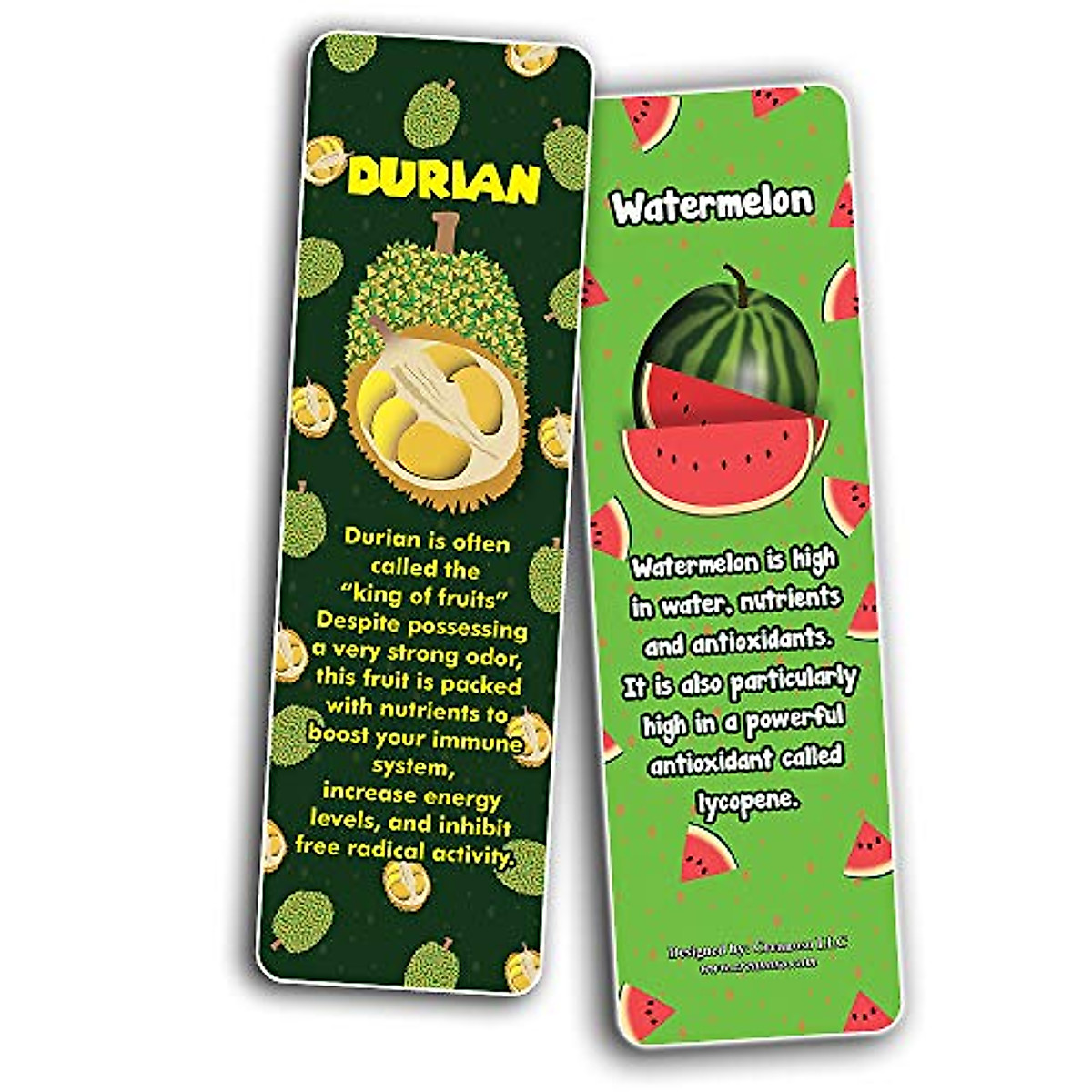 Creanoso Healthy Fruits Bookmarks (30-Pack) – Cool Gift Token for Kids, Boys & Girls, Teens – Party Favors Supplies – Book Reading Rewards Incentive – Great Giveaways Set – Page Binder