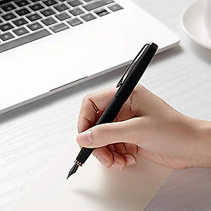 Hongdian 517D Matte Black Fountain Pen Extra Fine Nib, Warrior Series, Classic Design with Converter and Metal Box