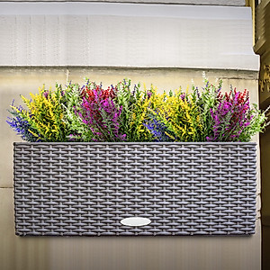 STYLIFING 12 Bundles Artificial Flowers, UV Resistant No Fade Fake Flowers Outdoor Faux Lavender Plastic Plants for Garden Porch Window Box Décor