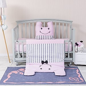 Mini Baby0 Cotton 3 pcs Baby Bedding Set for Girls for Boys (Smile 3 PCS, Pink)