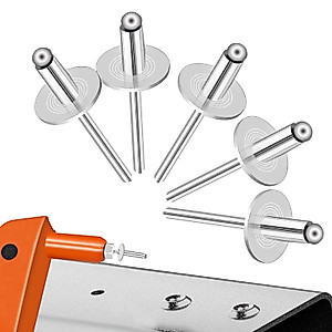 Sunxeke 100pcs Aluminum Large Flange Blind Rivets, 3/16 x 3/8 inch, Flange Diameter 5/8 inch(16 mm), Pop Rivets Assortment Kit Blind Rivet by Bolt Dropper, Grip Range(3-6mm)