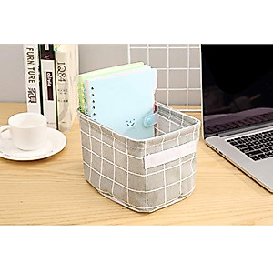 Kamuavni Small Storage Basket Home Decor Cotton And Linen Organizers Bag for Makeup, Book, Baby Toys,Stationery,Baby Nursery Basket With Handles 7.9"*6.3"*5.5" - 4 pack