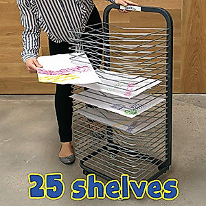 READY 2 LEARN Art Drying Rack - Sturdy Art Organizer for Paintings and Drawings - 25 Shelves - Steel - 4 Casters - 2 Locking Wheels - 37.75"H x 17.75"W