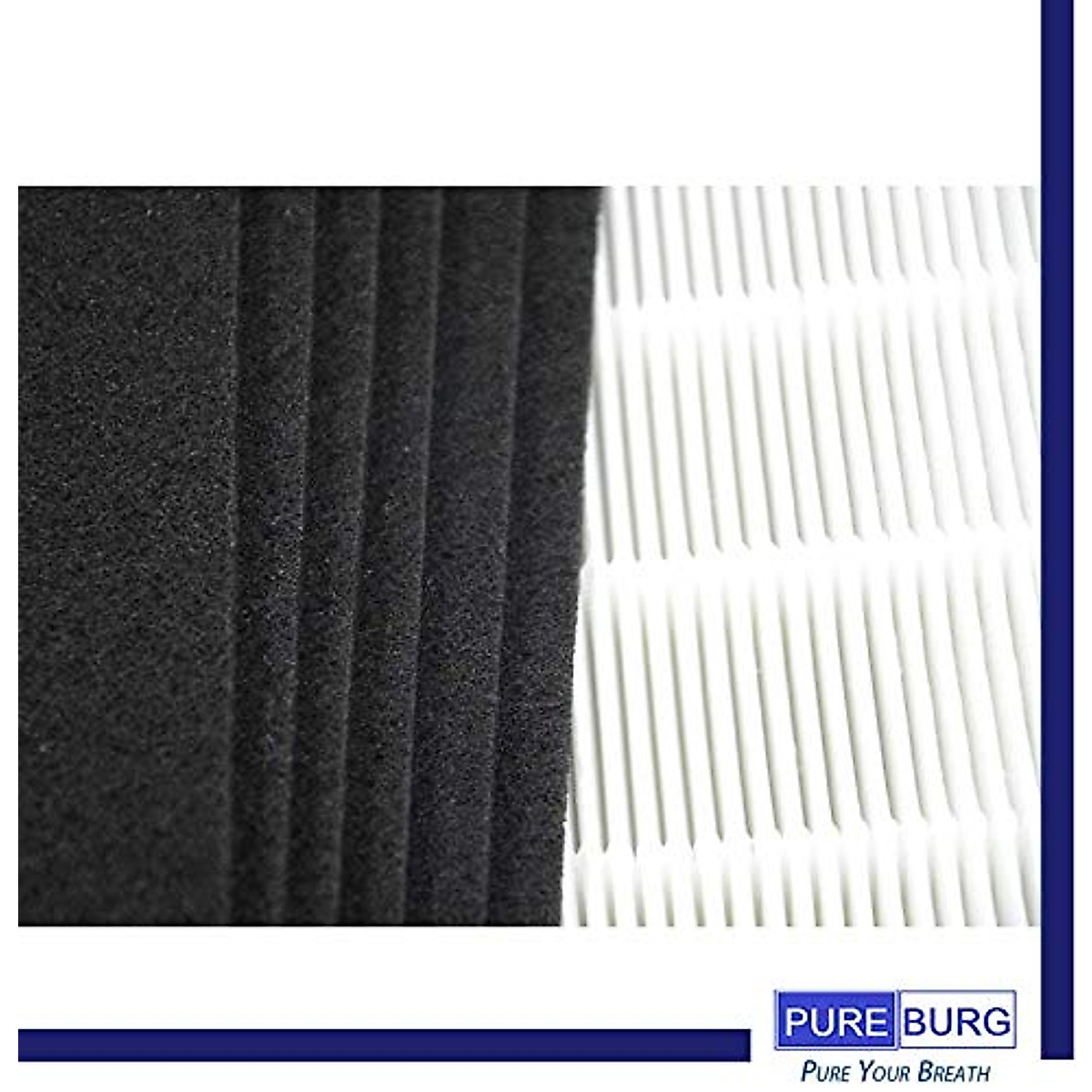 PUREBURG Replacement True HEPA Filter Set Compatible with Winix 115115, Filter A,9800 5300 6300 5300-2 6300-2 P300 C535 5000b 5000 5500 Plasma Wave WAC5300 WAC5500 WAC6300,H13 Activated carbon