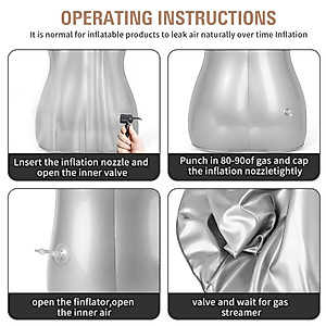 Newsmarts Inflatable Female Mannequin Half Body with Arms Torso Top Shirt Form Display Dummy Model