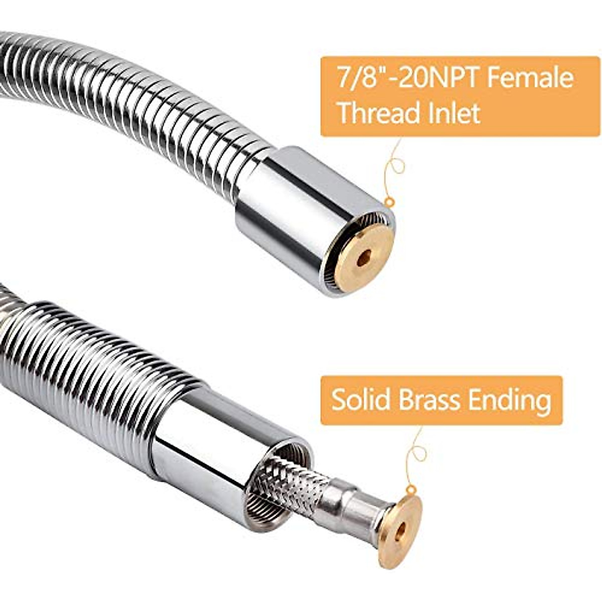 KWODE Pre-rinse Hose 38 Inch Flexible Stainless Replacement Hose for All Brand Commercial Kitchen Sink Faucet with 7/8”-20NPT Female Thread (96CM/38”)