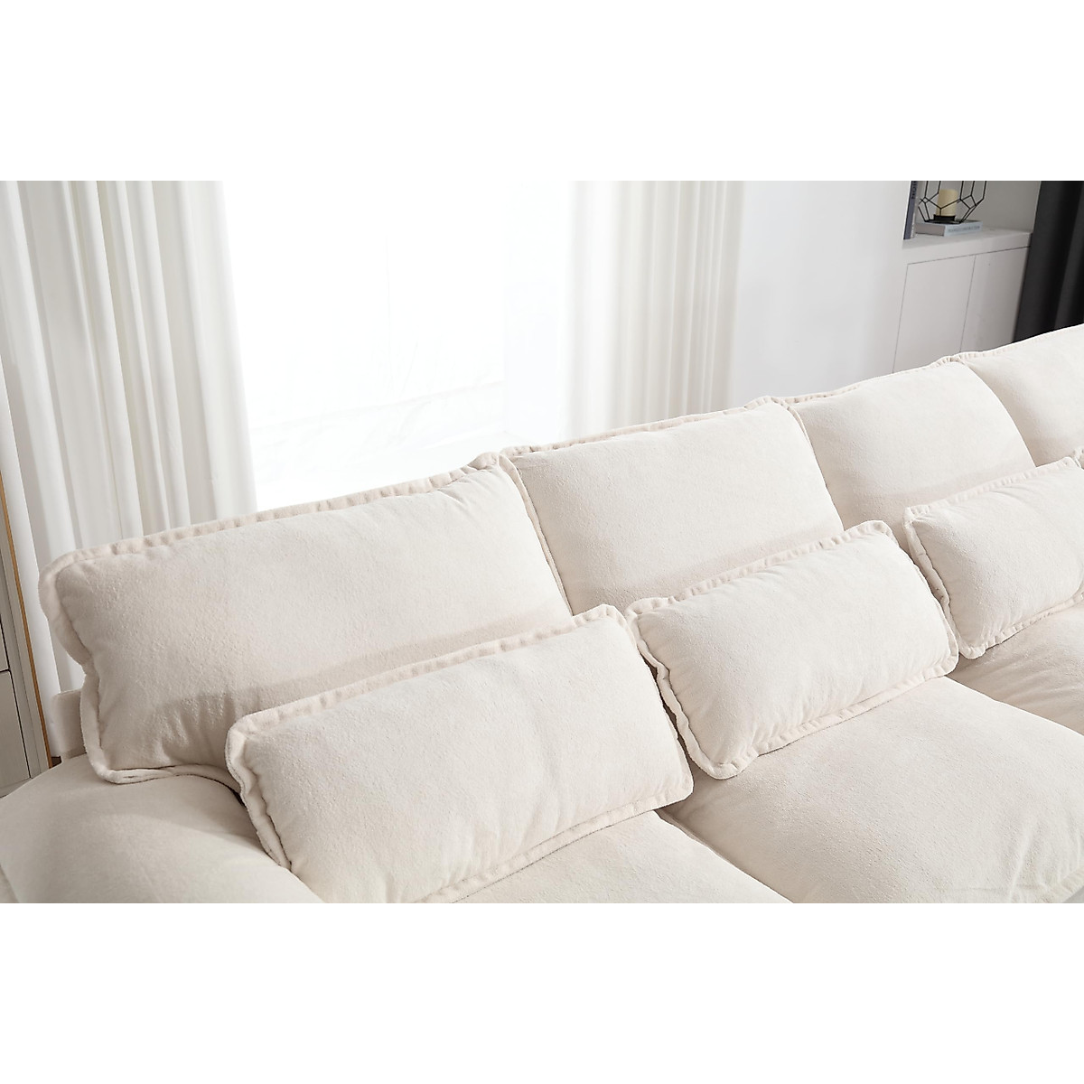 Symmetrical U Shaped Modular Sectional Sofa Cloud Couch, 6 Seater Oversized Convertible Sleeper Couch with Double Chaise & Memory Foam, Deep Seat Corner Sofa&Couches for Living Room Office