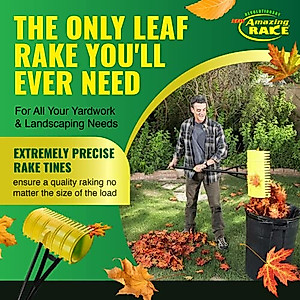 Amazing Rake Back Saving Garden Rake ― Leaf Rakes for Gardening ― Leaf Picker Upper ― Heavy Duty Leaves Claw & Rakes Lawns Garden Tool ― Easy Leaf & Grass Grabber Without Bending Over ― Yellow