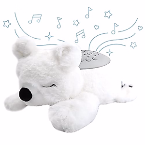 Pure Enrichment® PureBaby® Sound Sleeper Portable Sound Machine & Star Projector - Plush Sleep Aid with Night Light, 10 Lullabies, White Noise, Heartbeat, Birds & More for Baby & Toddlers (Polar Bear)