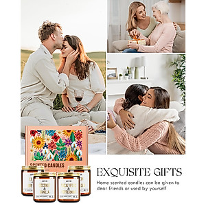 AOOVOO Golden Jar Scented Candles Set - Soy Wax Candle Set, Scented Candles for Women, Candles for Home Scented - 4 Pack Soy Candle Gifts Scents of Mint/Coconut/Lilac/Lemon