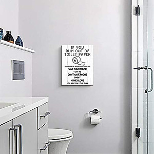 Kas Home Funny Bathroom Canvas Wall Art | Rustic Bathroom Prints Decorative Signs Framed | Restroom Washroom Wall Decor