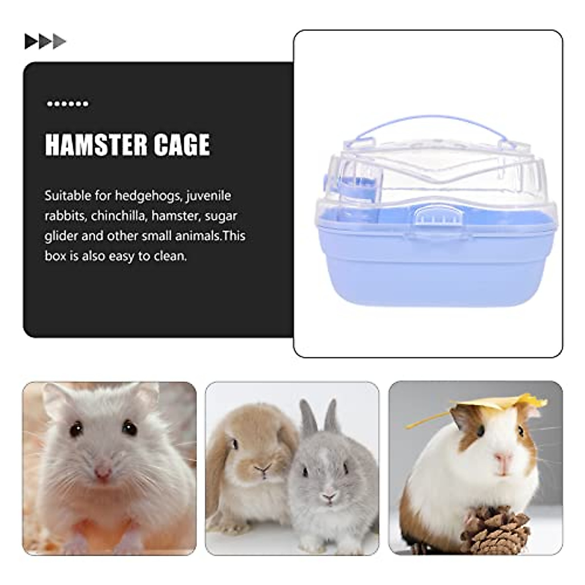 Balacoo Hamster Cage Small Animal Travel Carriers Portable Cages with Water Bottle Transparent Travel Carry Case Outdoor