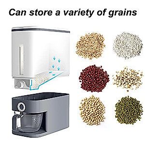 25Lbs Rice Dispenser, Large Grain Container Storage with Lid Measuring Cylinder Moisture Proof Household Cereal Dispenser Bucket for Kitchen Soybean Corn