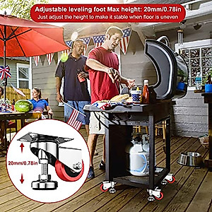Homhoo 2" Leveling Plate Caster Wheels with Adjustable Anti-Vibration Leveling Foot Pad Heavy Duty Swivel casters for Workbench, Machine Equipment, Furniture Red Set of 4 Total Capacity 1100 Lbs