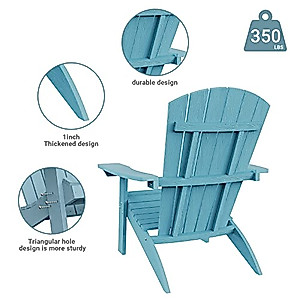 Hinriro 30.3" Width Adirondack Chair, 4 Steps Easy Installation Patio Chairs, Looks Like Real Wood, Widely Used in Outdoor, Fire Pit, Deck, Outside, Garden, Campfire Chairs(Blue)…