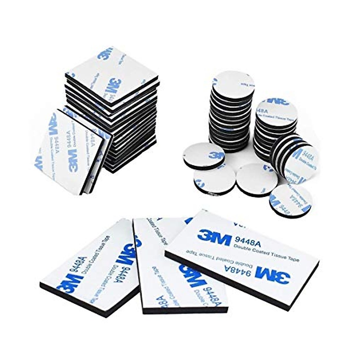 Avando Double Sided Foam Tape Strong Pad Mounting,Black Self-Adhesive Tape Include Square Round and Rectangular（60Pcs）