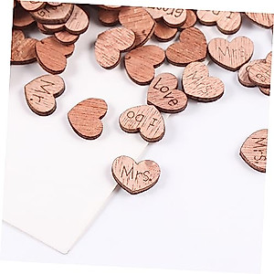 EXCEART 1000 Pcs Heart Table Buttons for Decor Wedding Decoration Heart Shape Patch Button Embellishments Heart Wood Slice Valentines Confetti Sewing Buttons Stickers Wood Grain Wooden