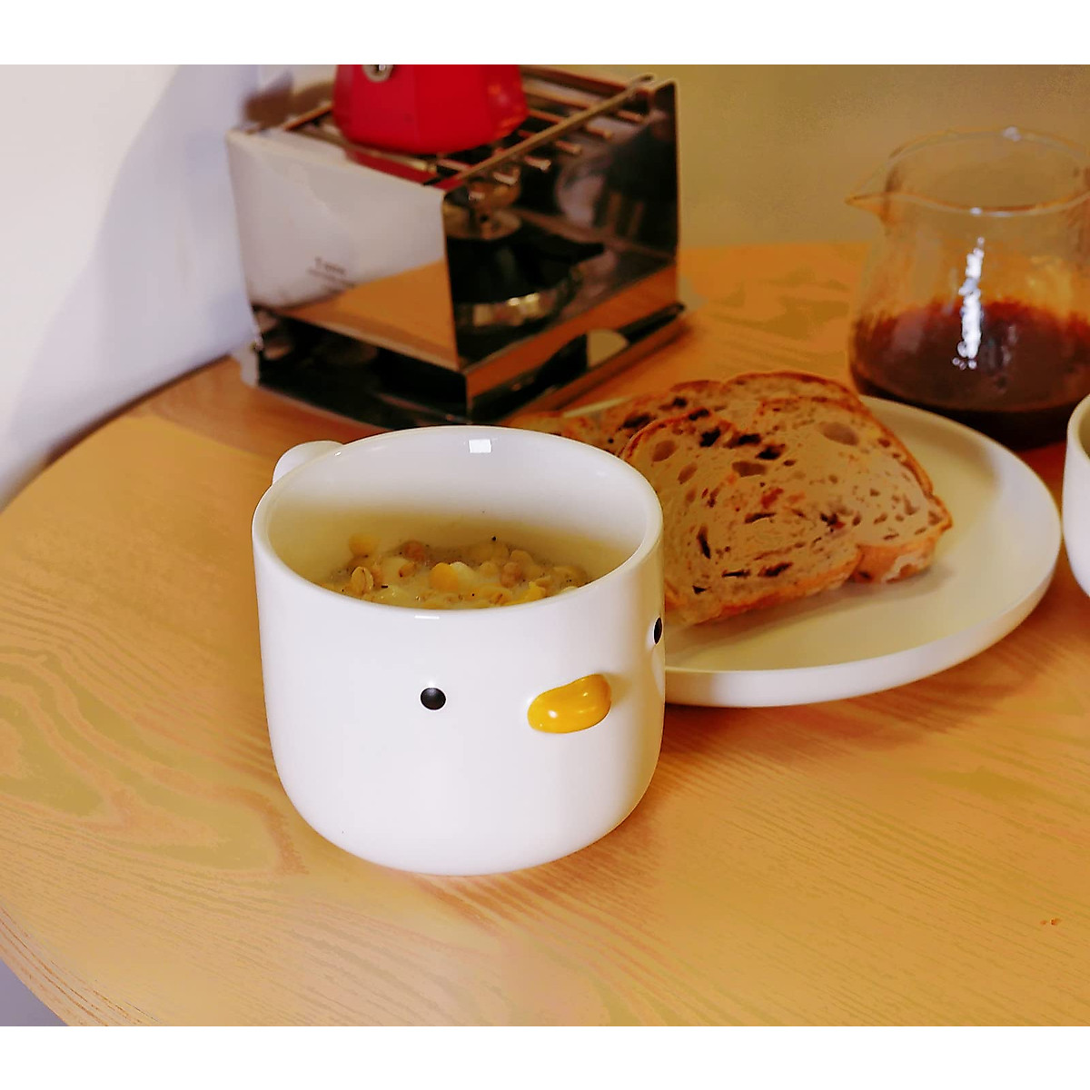 PURROOM Large Breakfast Mug, Handmade Glaze Duck Cup, Safety Ceramic Coffee Mug & Oatmeal Soup Cup, 22oz Oversized Cute Cereal Cup. Best Gifts For Family Friends.