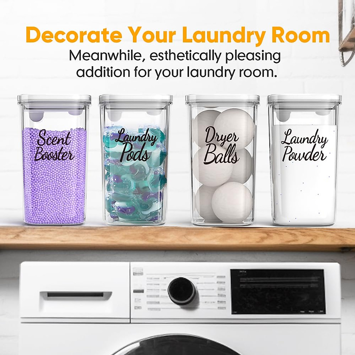 Moryimi Laundry Scent Booster Container for Laundry Room Organization and Storage, 2 Pack 94oz Scent Bead Dispenser with Scoop, Laundry Pods Container Laundry Powder Container Dryer Ball Holder