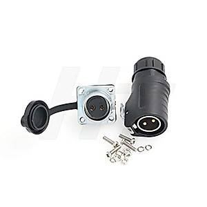 HangTon LP20 2 Pin Waterproof Power Screw Crimp Connector Industrial Bulkhead Male Cable Plug Female Panel Socket for RV Solar Port, Furrion Solar Charge Screw Panel Mount+Plug