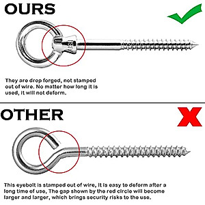 Abimars Marine Grade Hammock Hanging Kit by Load Capacity 650lbs, 316 Stainless Steel Hammock Hooks for Hammock Stand, Yoga & Brazilian Hammocks, Swing Chair, Indoor & Outdoor (4 Pack)