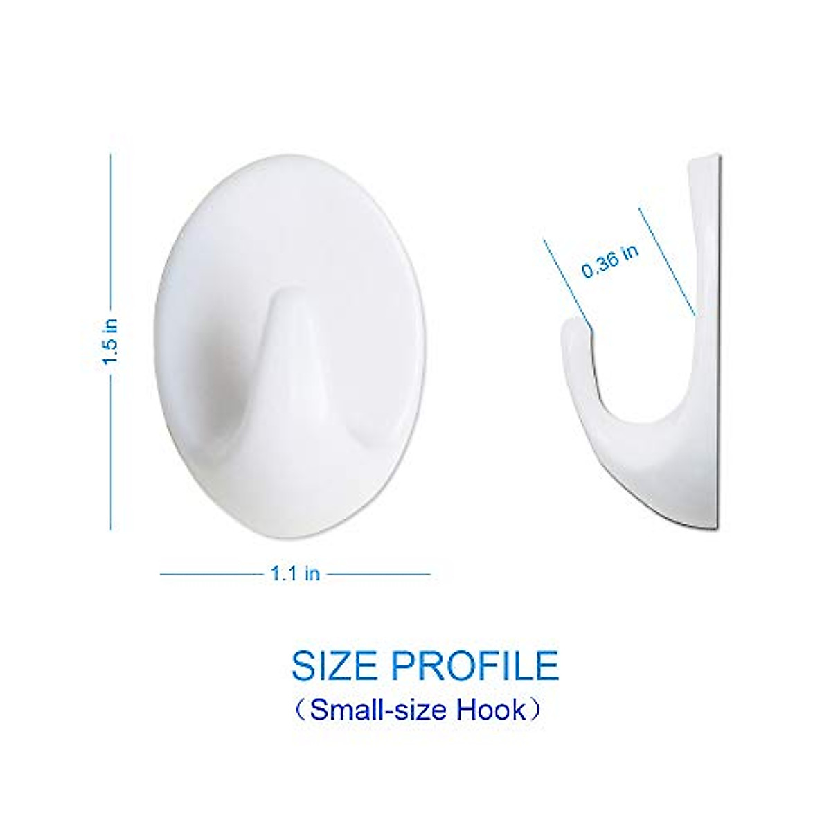 Adhesive Hooks，Damage-Free Hanging Wall Hook Pothook Strong Waterproof Hanger for Robe, Coat, Towel, Keys, Bags, Home, Kitchen, Bathroom,Office (Small-Size)(12Pack White)