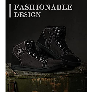 IRON JIA'S Motorcycle Shoes Men Streetbike Casual Accessories Breathable Protective Gear Powersport Anti-Slip Footwear Black 10
