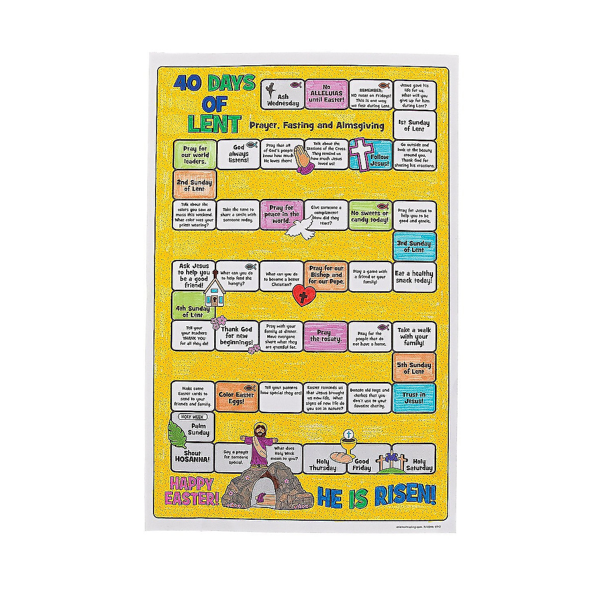 Color Your Own 40 Days to Lent Countdown Poster - Crafts for Kids and Fun Home Activities