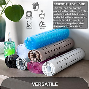 TEESHLY Bath Tub and Shower Mats, Non-Slip 40 x 16 Inch Extra Long Bath Mat, Machine Washable Bathtub Mat with Drain Holes, Suction Cups for Bathroom, Gray