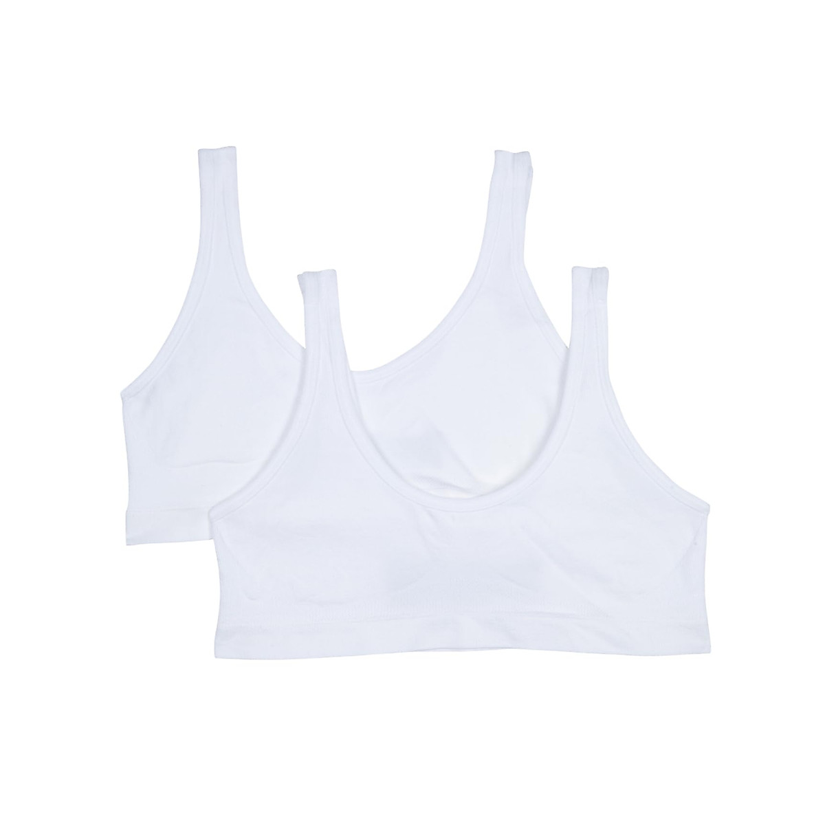 Hanes Girls' Big Seamless ComfortFlex Fit Cozy Pullover Bra 2-Pack, WHT/WHT, X Large