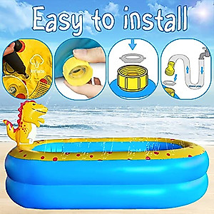 Inflatable Kid Pool, Swimming Pool for Kids with Sprinkler, Funny Blow up Pool 67'' x 41'' x 32'' Full-Sized Family for Backyard, Summer Water Party…
