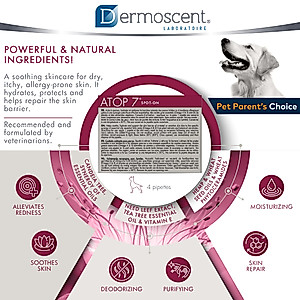 Dermoscent ATOP 7 spot-on - Large Dogs 45-90 lbs - Soothing Care for Sensitive, Dry and Itchy Skin or Allergy Prone Skin - Natural Ingredients - 4 pipettes