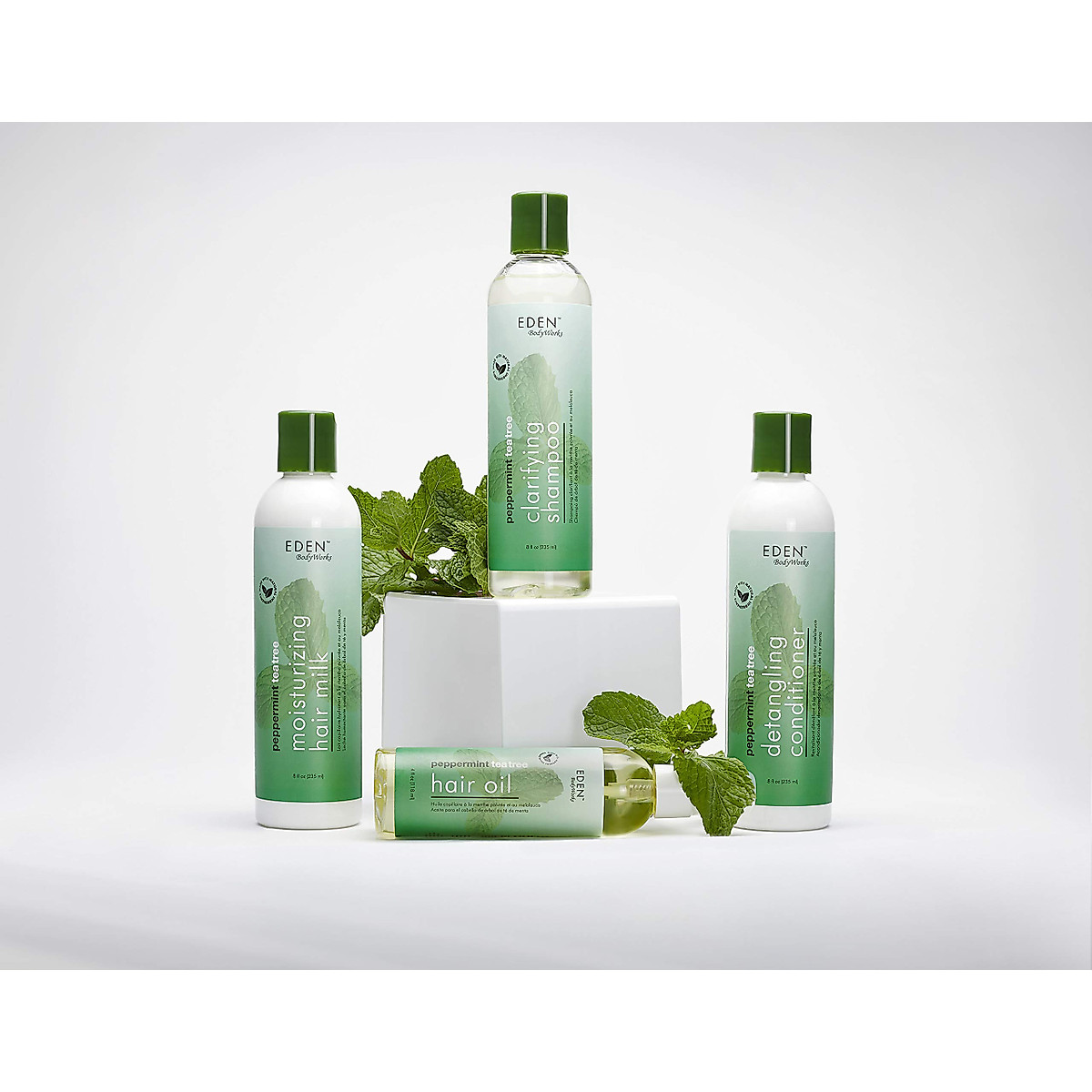 EDEN BodyWorks Peppermint Tea Tree Clear Clarifying Shampoo for Oily Hair, Dry Hair, Curly Hair - Scalp Cleansing Shampoo for Build Up & Dandruff - Paraben & Sulfate Free - 8 oz.