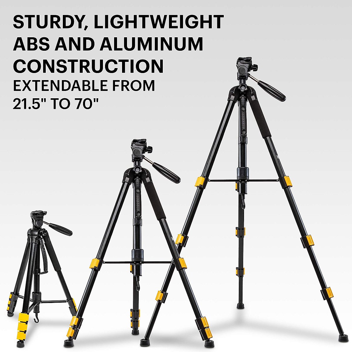KODAK PhotoGear 2-in-1 Tripod & Monopod | Lightweight 70” 4-Section Flip-Lock Aluminum Tripod Converts to 64.5” Monopod | QuickRelease Plates 3-Way Swivel Head Bubble Level BONUS Tripod E-Guide & Case