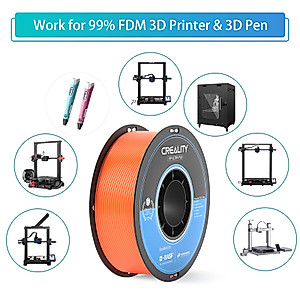 Creality 3D Printer Filament PLA 1.75mm 1KG Spool, 3D Printing Filament, Less Bubbles No Odor, High Toughness Print PLA Filament BASF for Most FDM 3D Printer, Dimensional Accuracy +/- 0.03 mm, Orange