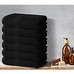 Avalon Towels Bath Towels for Bathroom 100% Cotton Black Bathroom Towels Pack of 6 (22x44 inches) - Quick Drying Bath Towels Set Small, Light Weight & Absorbent Perfect Gym & Pool Towel Set