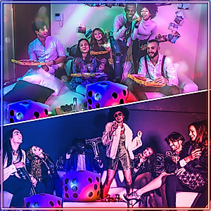 3 Pack Light up LED Jumbo Inflatable Dice Outdoor Fun Glowing Giant Inflatable Dice Set for Indoor and Outdoor Broad Game Birthday Ludo Pool Party (White, 13 x 13 Inch)