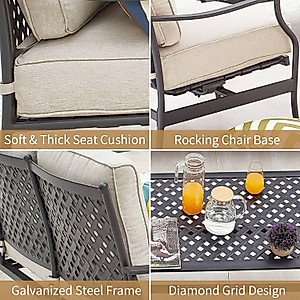 PatioFestival Patio Conversation Set 4Pcs Cushioned Outdoor Furniture Sets with All Weather Galvanized Steel Frame (Beige)