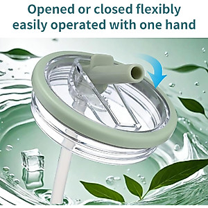 2Pcs 30oz Tumbler Flip Straw Lid Replacement Compatible with Stanley Quencher, Spill Proof Splash Resistant Liak Proof Tumbler Lids, Reusable Tumbler Cover Compatible with Stanley (C/2Pcs)