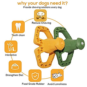 M.C.works Puppy Chew Toys Teething Pacifier, Small Dog Teething Rings Toys for Puppies Within 2 Month, Treat Dispensing Toy Soft Rubber, Newest Design Pack of 2.