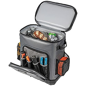 Klein Tools 80126 Cooler Backpack and Ice Pack Set, 30 Cans, Insulated, Rugged, Ideal for Jobsites, Hunting, Camping or The Beach, 3-Piece