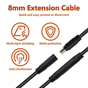 Billion wealth 20Feet 16AWG DC 8mm Male to Female Plug Extension Cable Perfectly Compatible with Solar Generator Portable Power Station and Solar Panel