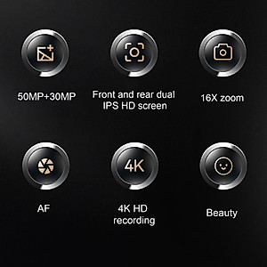 4K Digital Camera, C22 HD Dual Camera & Dual Screen Point and Shoot Camera 16X Zoom, 50MP+30MP Auto Focus Anti Shake Video Camera, Built in Flash, Selfie Preview, Multi Filters