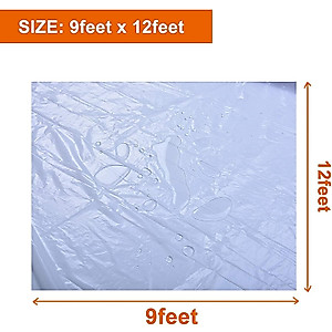 OIYEEFO Clear Plastic Sheeting Drop Cloths for Painting, 5 Pcs 9x12ft Plastic Tarp Waterproof Dustproof Almost Tear Resistance Multi-Purpose Furniture Cover Floor Wall Protection Film