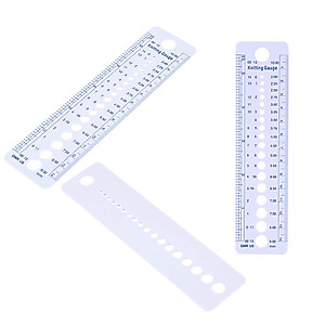 Natudeco US UK Canada Sizes 2-10mm Sewing Ruler Patch Work Ruler Clear Sewing Ruler Plastic Knitting Needle Gauge Ruler Inch cm Sewing Tools for Sewing Measurement